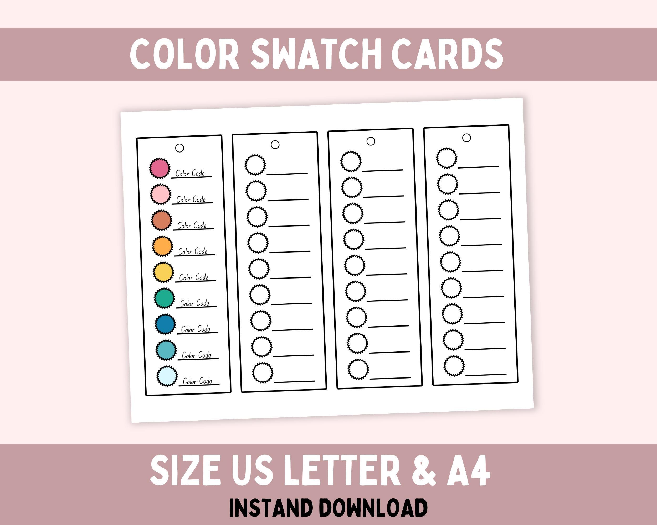 Color Swatch Charts, Color Test Chart, Blank Color Chart, Adult ...