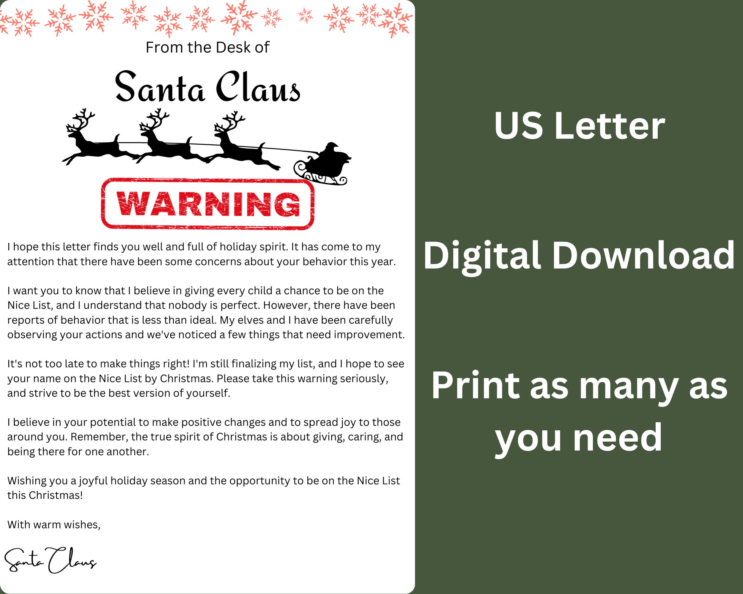 Santa Warning Letter, Letter From Santa, North Pole Letter, Final ...