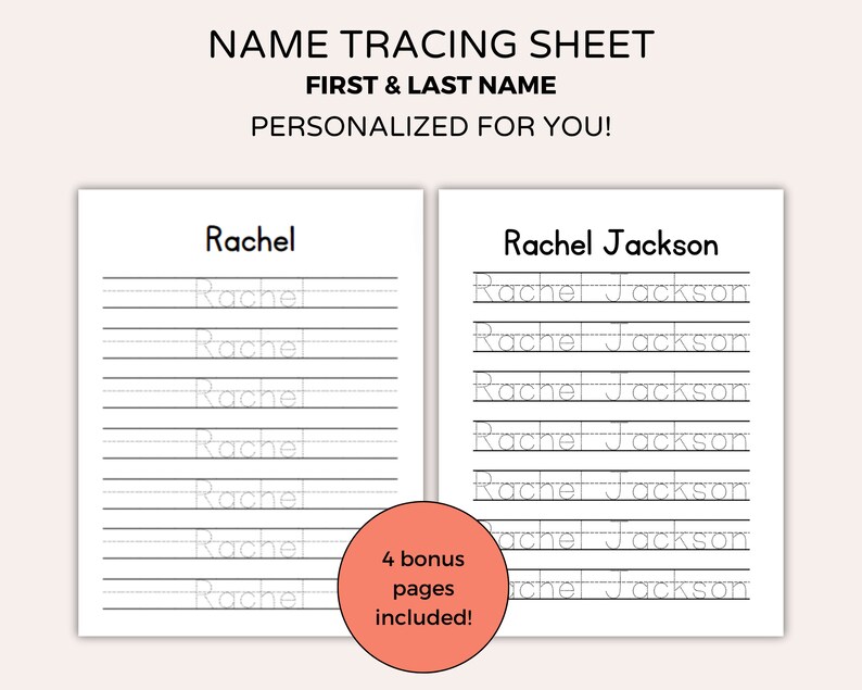 Custom Name Tracing Sheet, Handwriting Practice, Personalized Tracing ...