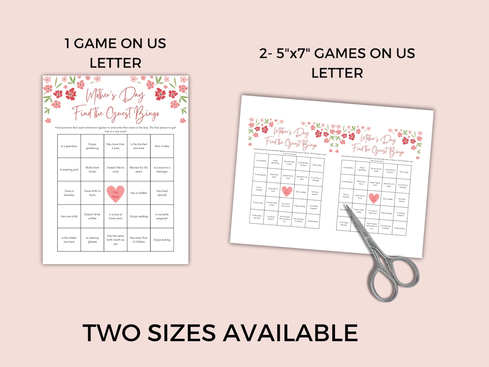 Mother's Day Bingo, Find the Guest Icebreaker, Mothers Day Party Mix ...