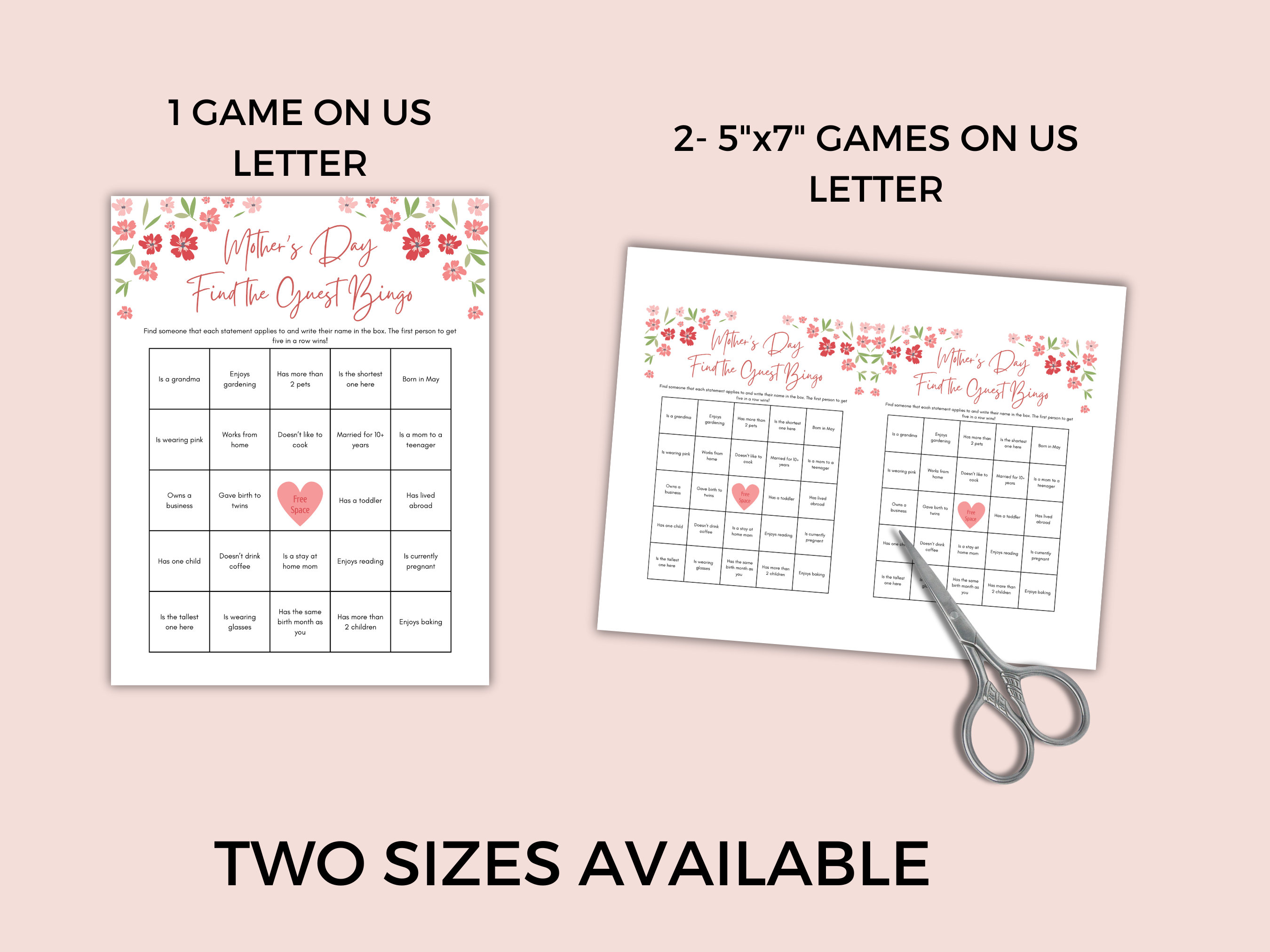 Mother's Day Bingo, Find the Guest Icebreaker, Mothers Day Party Mix ...