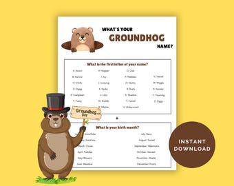 What's Your Groundhog Name Game, Classroom Groundhog Day Activity, Name ...