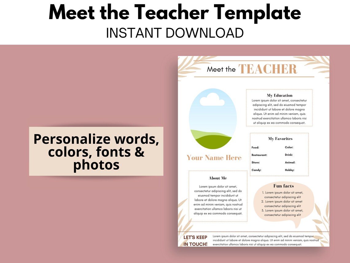 Editable Meet the Teacher Template, Canva Template, Back to School ...