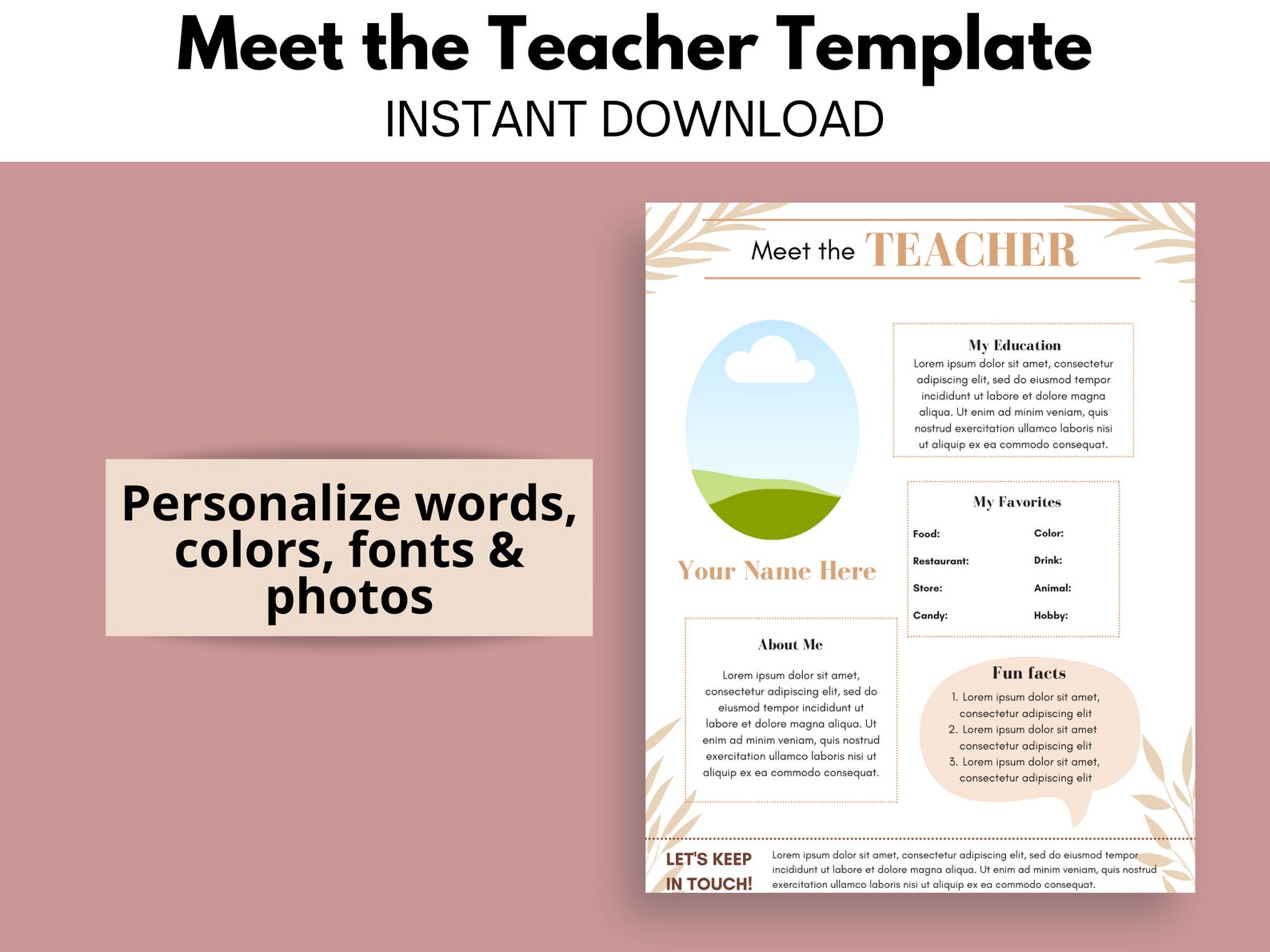 Editable Meet the Teacher Template, Canva Template, Back to School ...