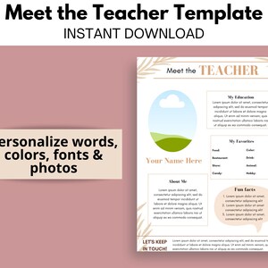 Editable Meet the Teacher Template, Canva Template, Back to School ...