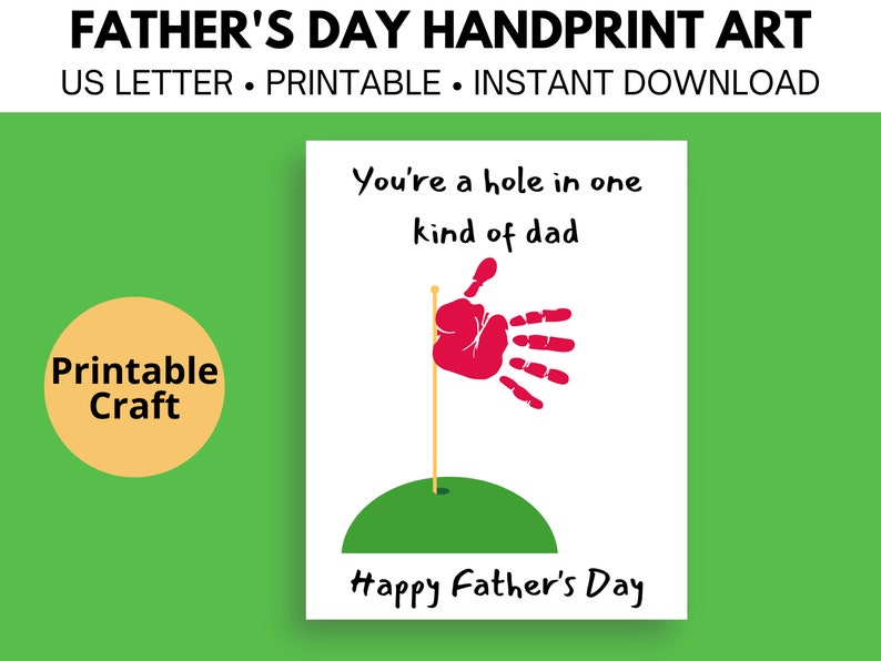 Father's Day Golf Handprint Art for Kids, Father's Day Craft Activities ...