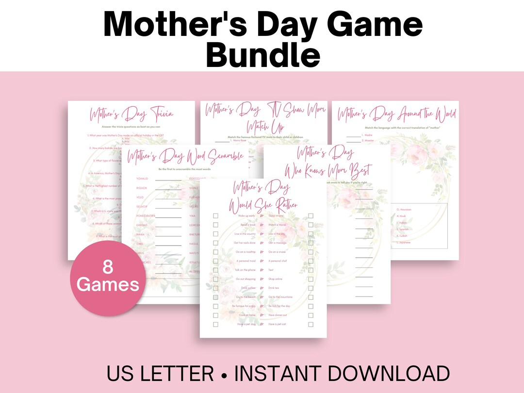 Mother's Day Game Bundle, Mothers Day Activity, Mothers Day Brunch ...
