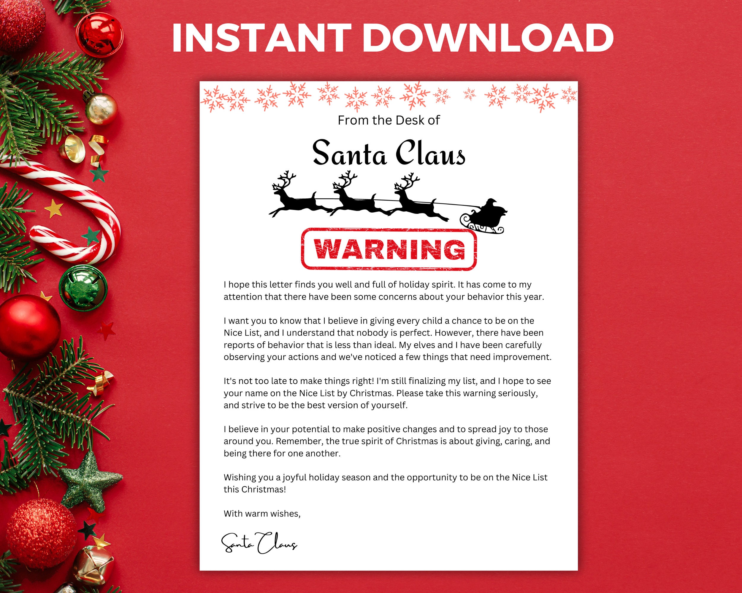 Santa Warning Letter, Letter From Santa, North Pole Letter, Final ...