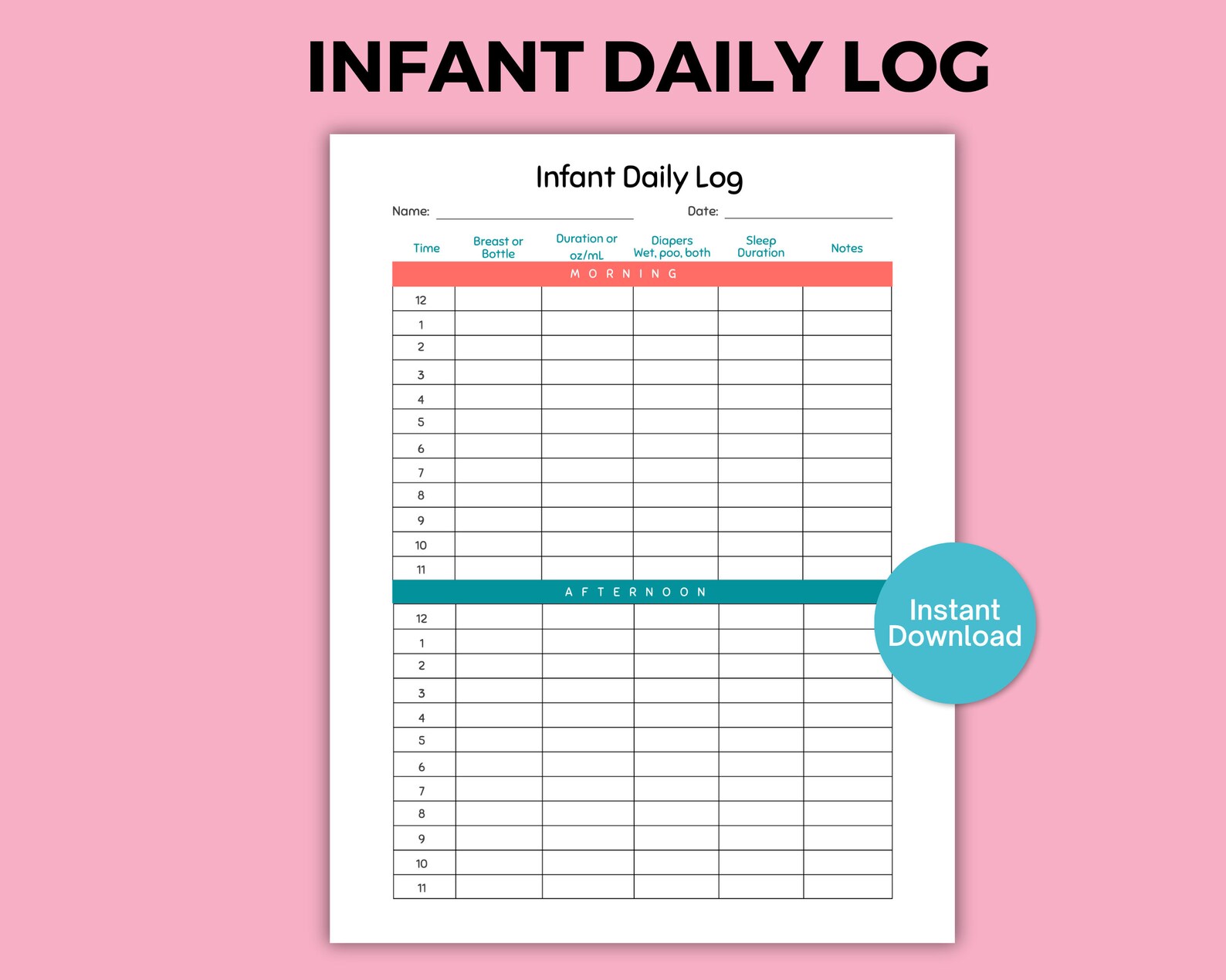 Baby Care Log, Newborn Care Log, Infant Care Log, Baby Tracking Log ...