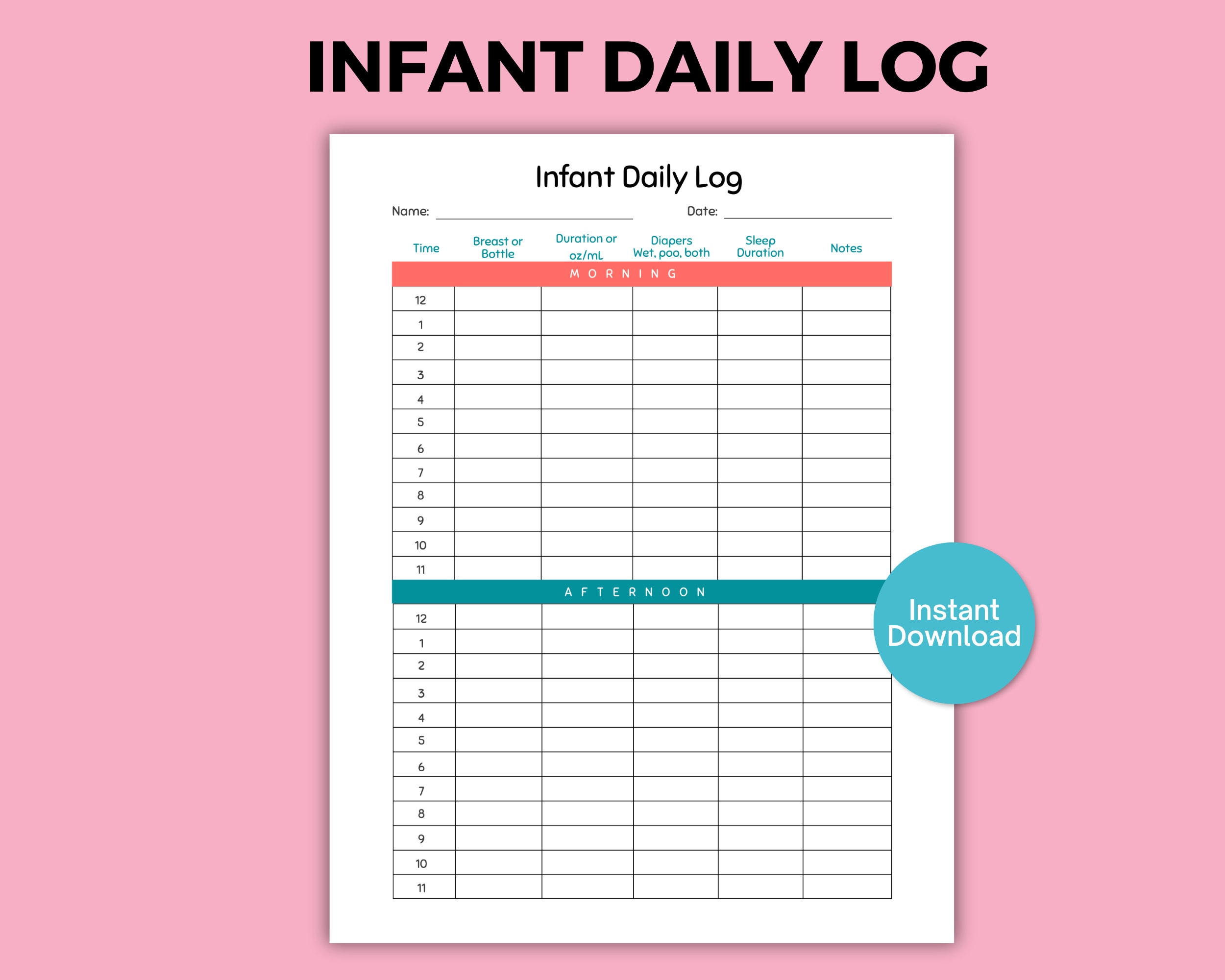 Baby Care Log, Newborn Care Log, Infant Care Log, Baby Tracking Log ...
