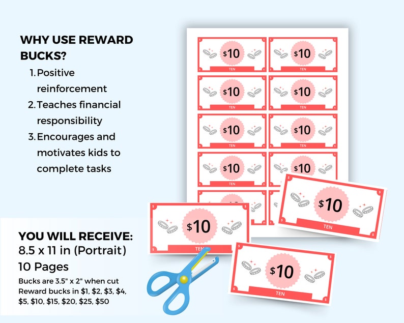 Reward Bucks Printable, Mom Bucks, Chore Bucks for Kids, Dad Bucks ...