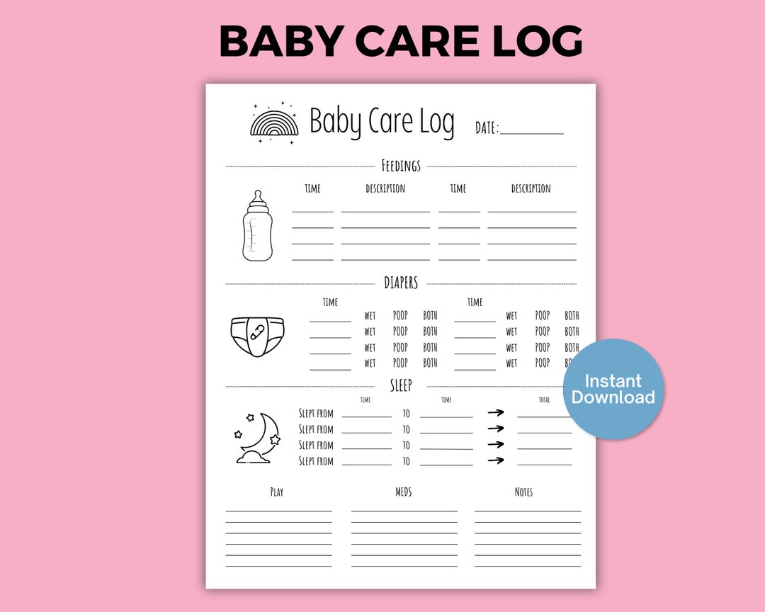 Infant Care Log, Nanny Log, Caregiver Daily Log, Daycare Daily Log ...
