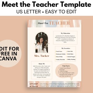 Editable Meet the Teacher Template, Canva Template, Back to School ...