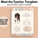 Editable Meet the Teacher Template, Canva Template, Back to School ...