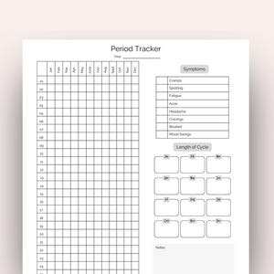 Yearly Period Tracker Printable, Period Planner, Journal, Period Chart ...