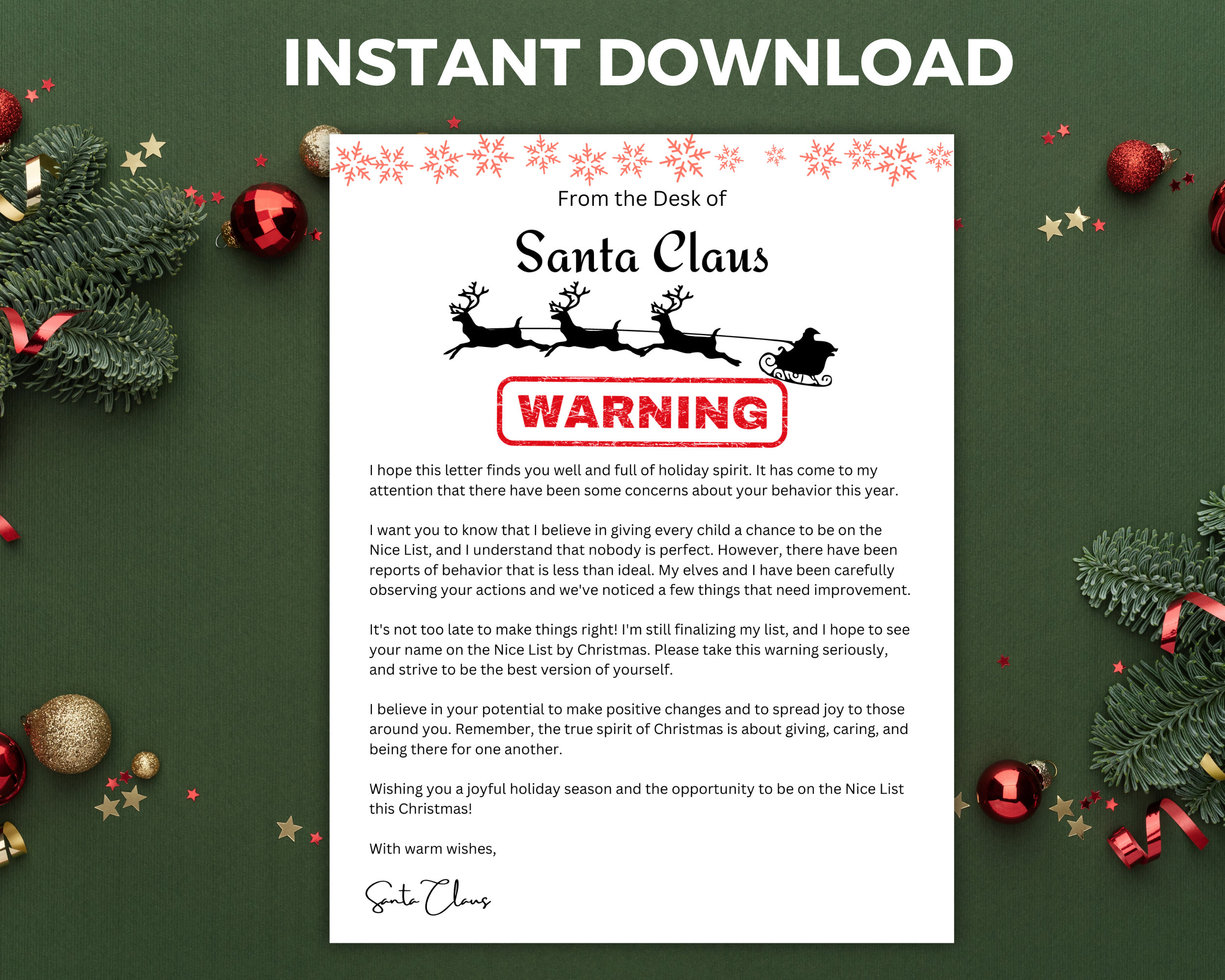 Santa Warning Letter, Letter From Santa, North Pole Letter, Final ...