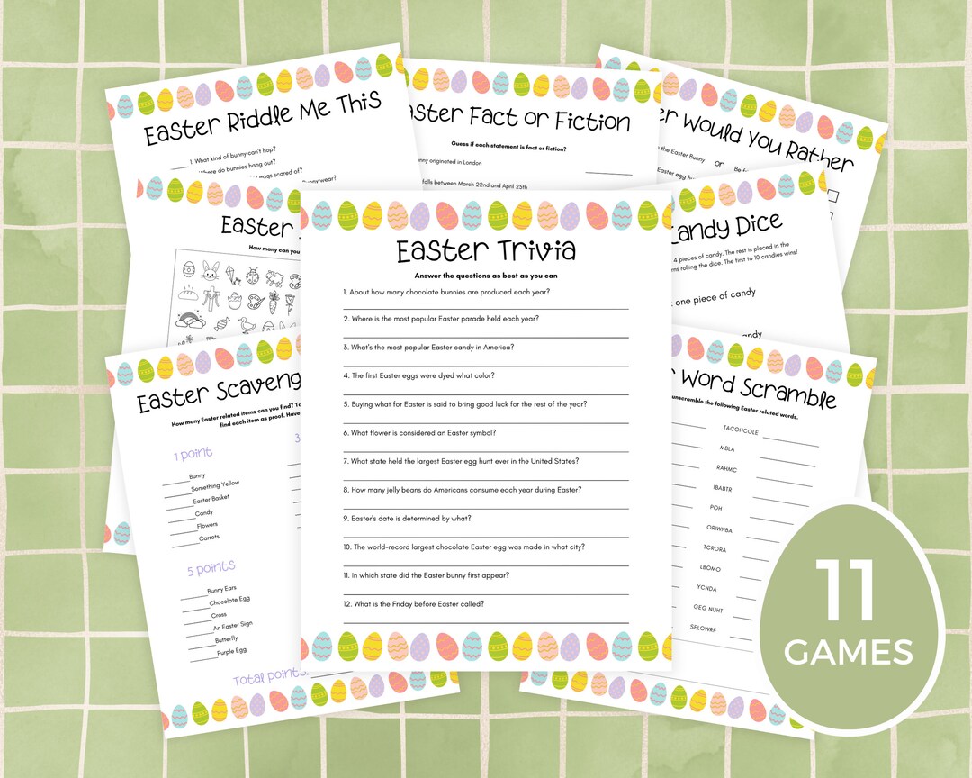 Easter Game Bundle for Kids, Printable Easter Activity Pack for Family ...