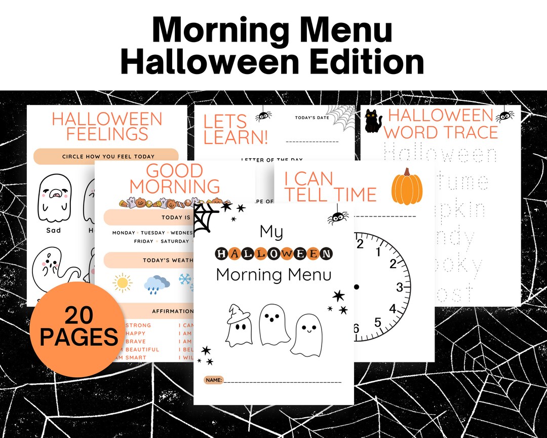 Halloween Morning Menu Pages, Preschool Morning Menu Printable ...