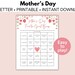 Mother's Day Bingo, Find the Guest Icebreaker, Mothers Day Party Mix ...