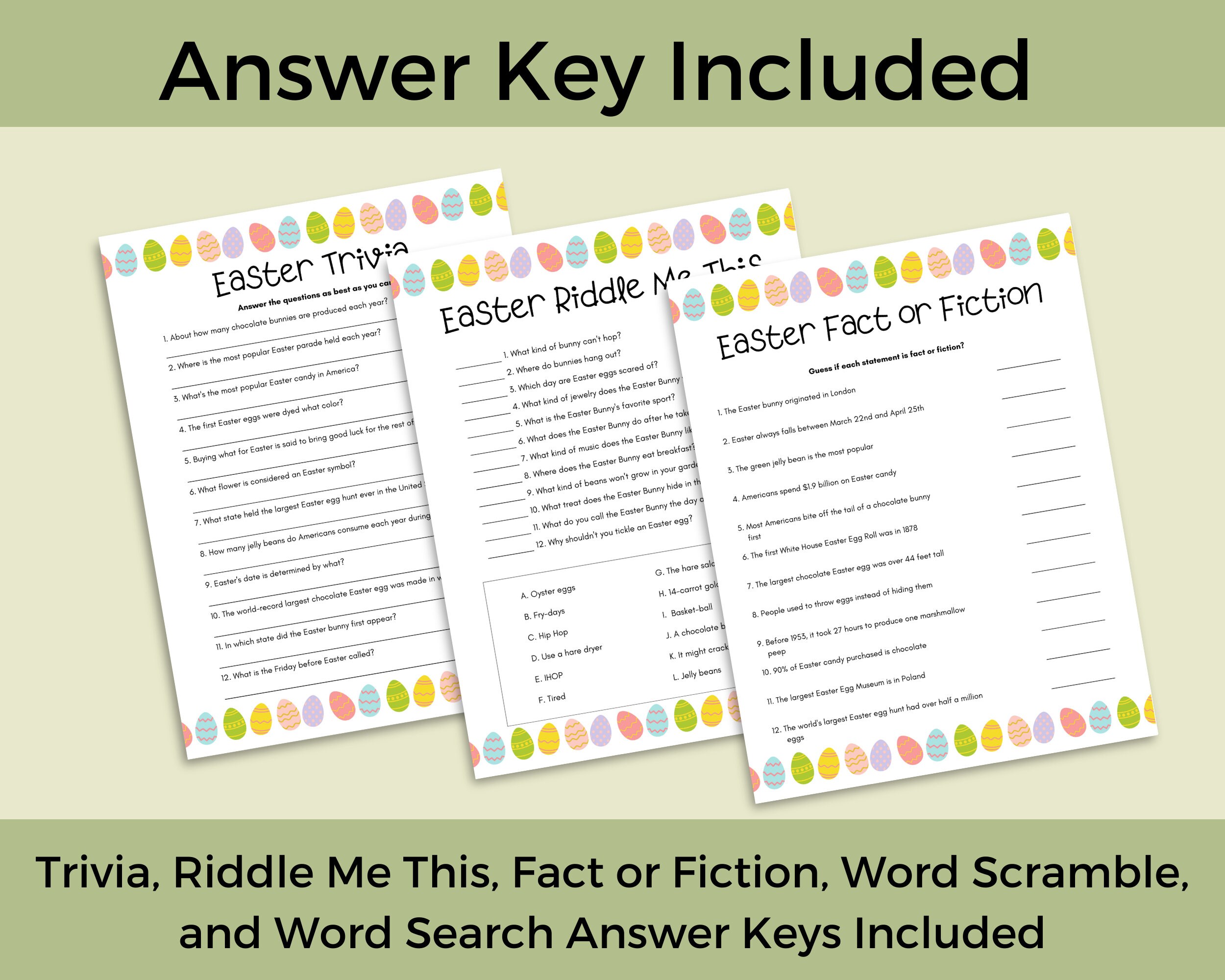 Easter Game Bundle for Kids, Printable Easter Activity Pack for Family ...