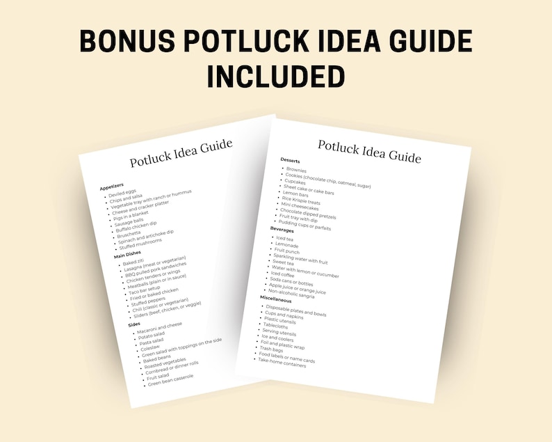 Potluck Sign up Sheet Printable, Potluck Party Sign up Form, Office ...
