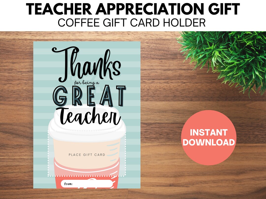 Teacher Gift Card Holder, Teacher Appreciation, End of Year Gift, Thank ...