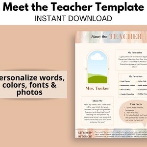 Editable Meet the Teacher Template, Canva Template, Back to School ...