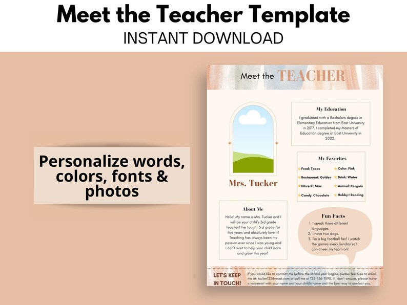 Editable Meet The Teacher Template Canva Template Back To Etsy Hong Kong