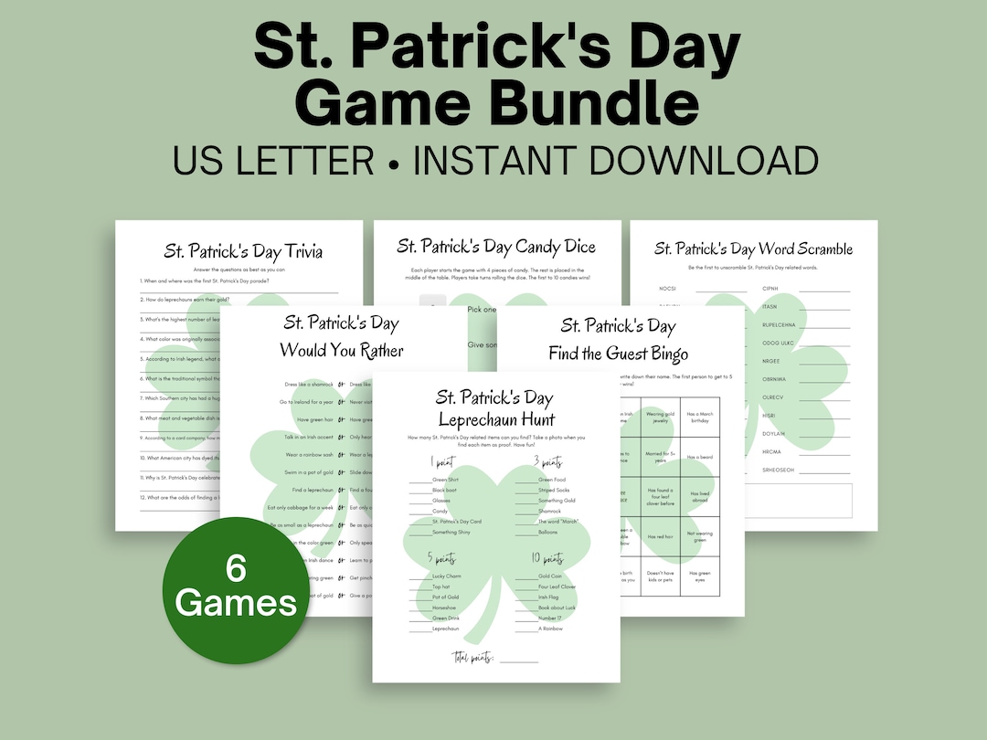 St. Patrick's Day Games, St. Patricks Day Bundle, St. Paddys Day Trivia ...