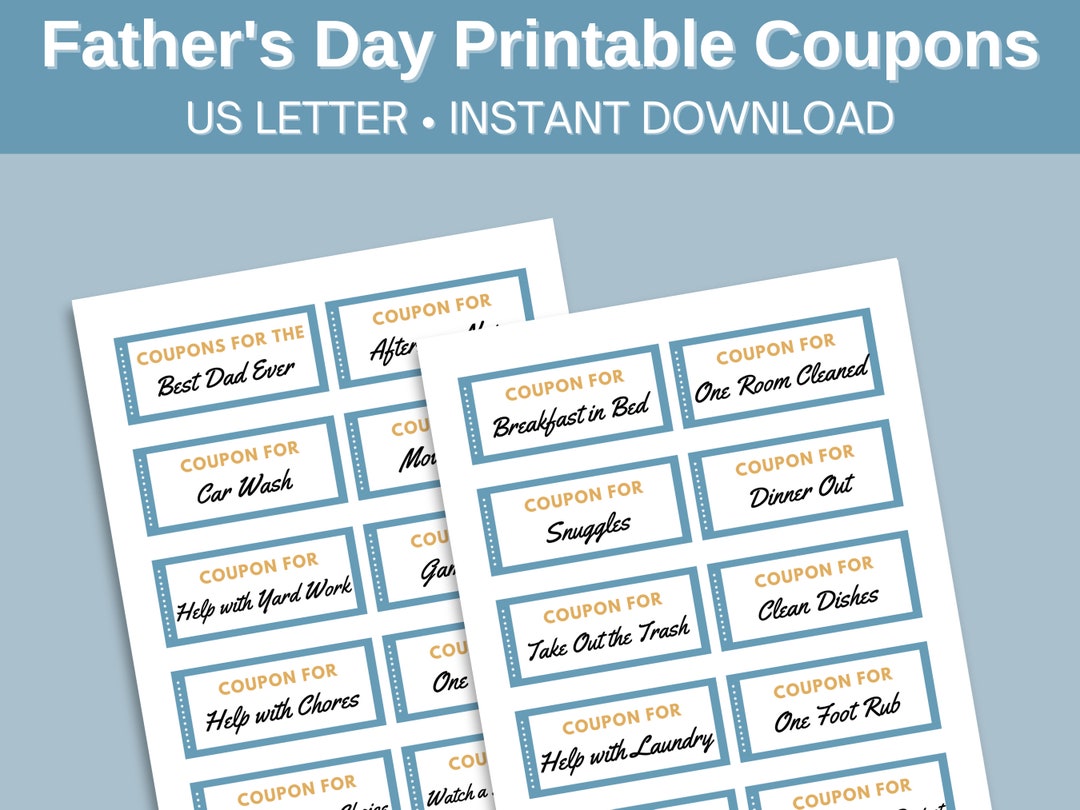 Father's Day Coupon Book, Father's Day Coupons, Coupons for Dad ...