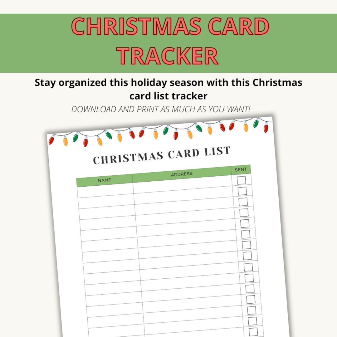 Christmas Card List, Christmas Card Tracker, Christmas Planner, Card ...