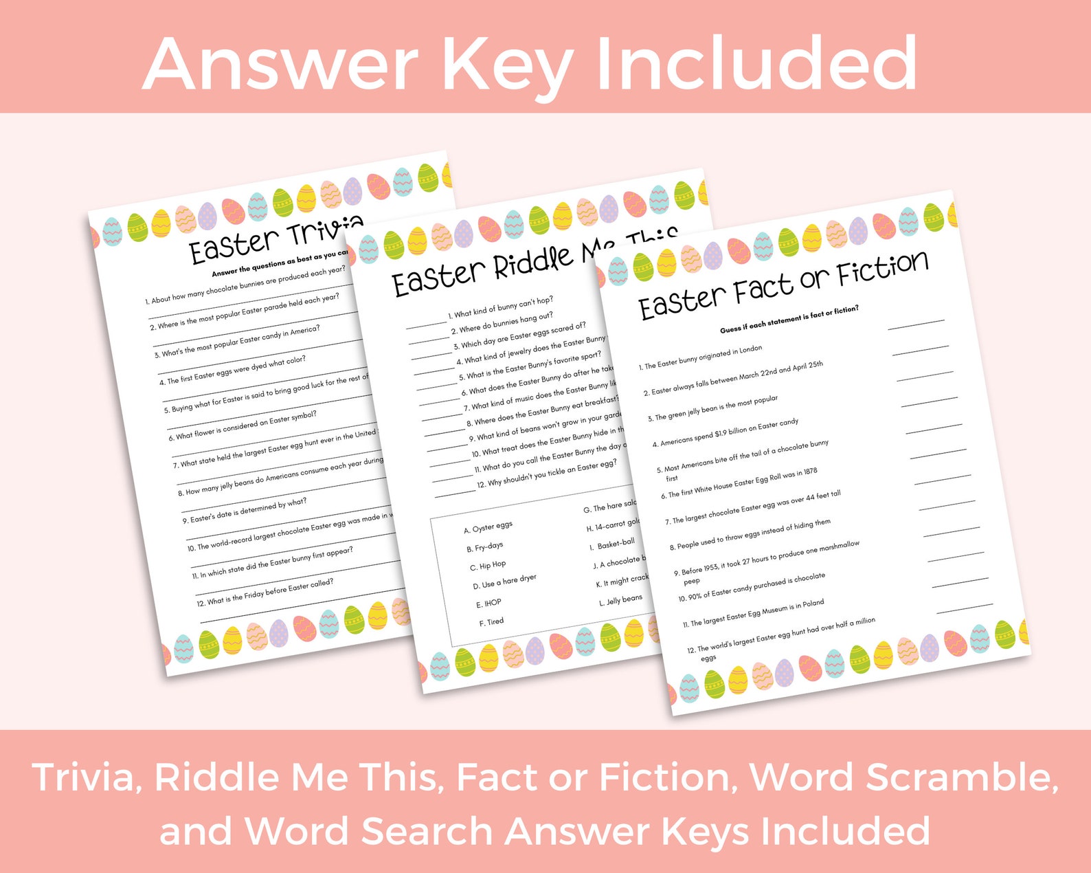 Easter Game Bundle, Easter Activity Pack, Printable Easter Games for ...