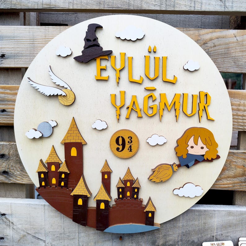 Harry Potter Baby Name Sign, Nursery Room Wall Art, Personalized Wooden ...