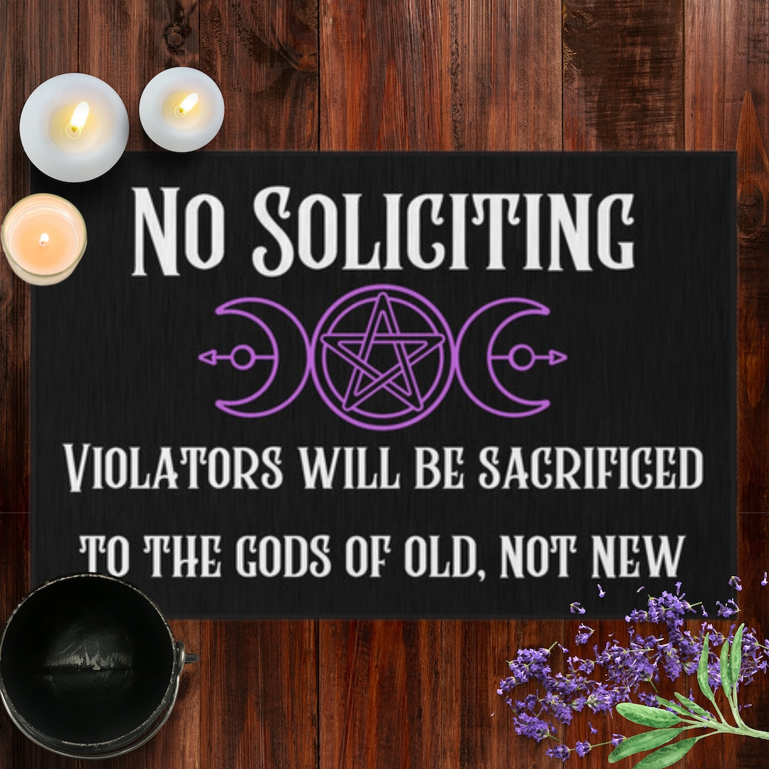 No Soliciting Witch Door Mat, Pagan Outdoor Decor, Halloween Welcome ...