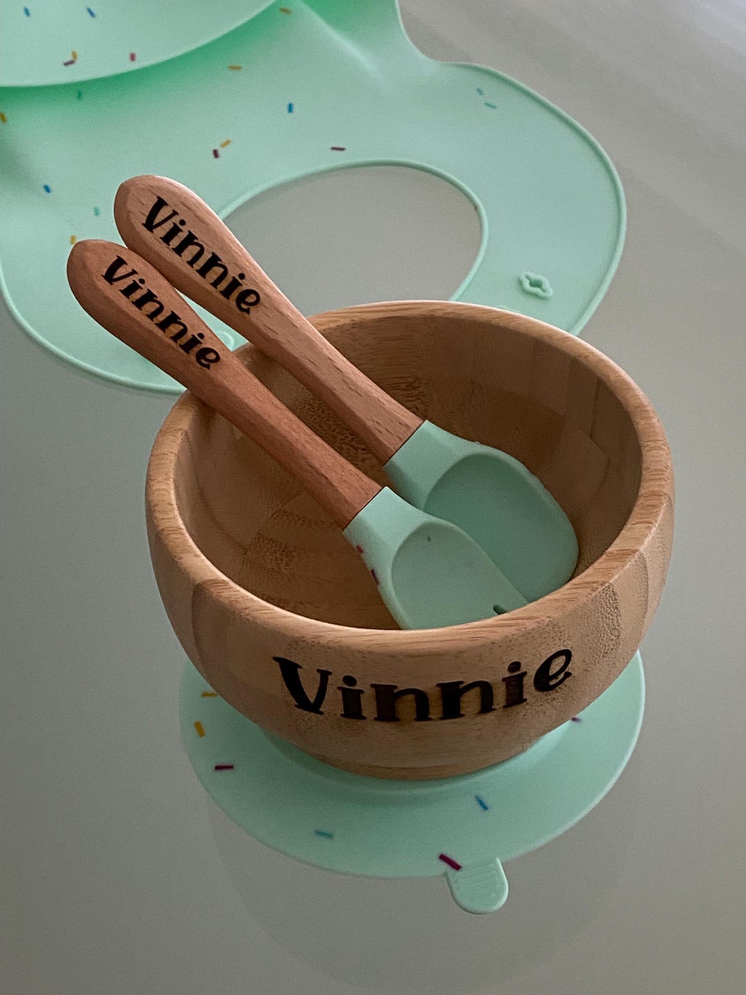 PERSONALISED Bamboo Baby Bowl Set for Newborn and Baby Weaning Gift ...