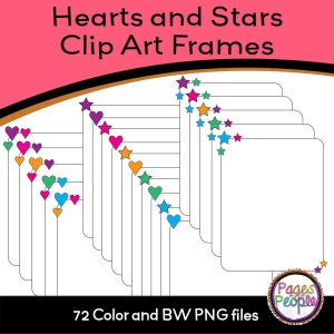 Hearts and Stars Clip Art Frames - Etsy