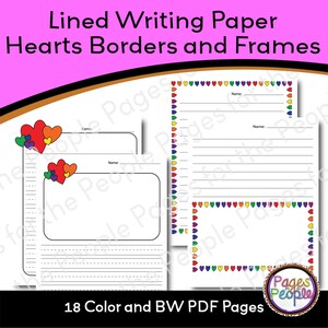 Rainbow Clip Art Lined Writing Paper Printable (digital Download) - Etsy