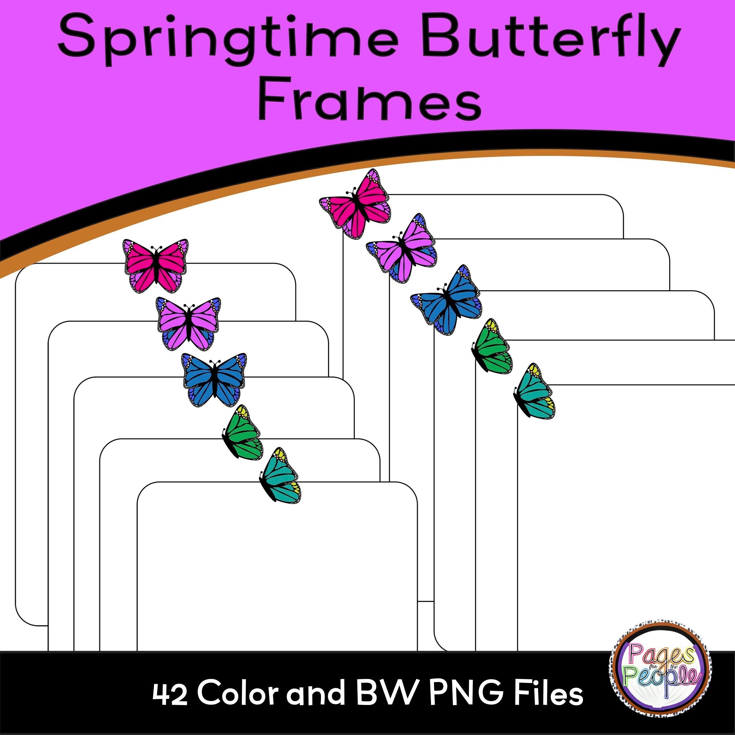 Springtime Butterfly Clip Art Frames - Etsy