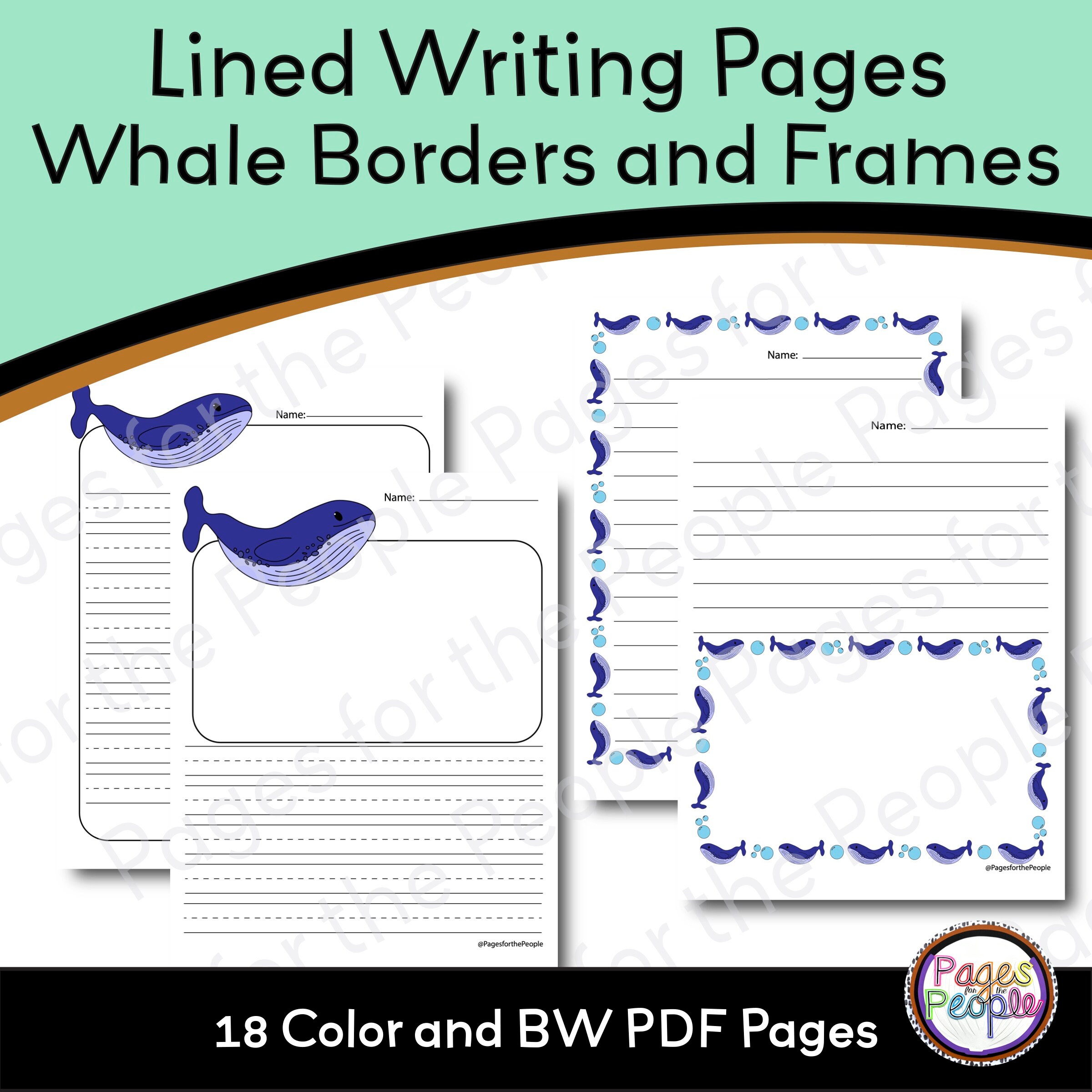 Whale Clip Art Lined Writing Paper Printable (digital Download) - Etsy