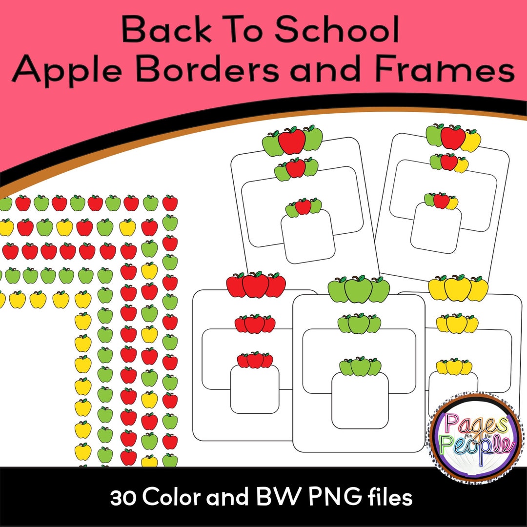 Back to School Fall Apple Clip Art Borders and Frames - Etsy