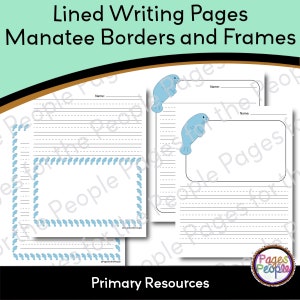 Manatee Clip Art Lined Writing Paper Printable (digital Download) - Etsy