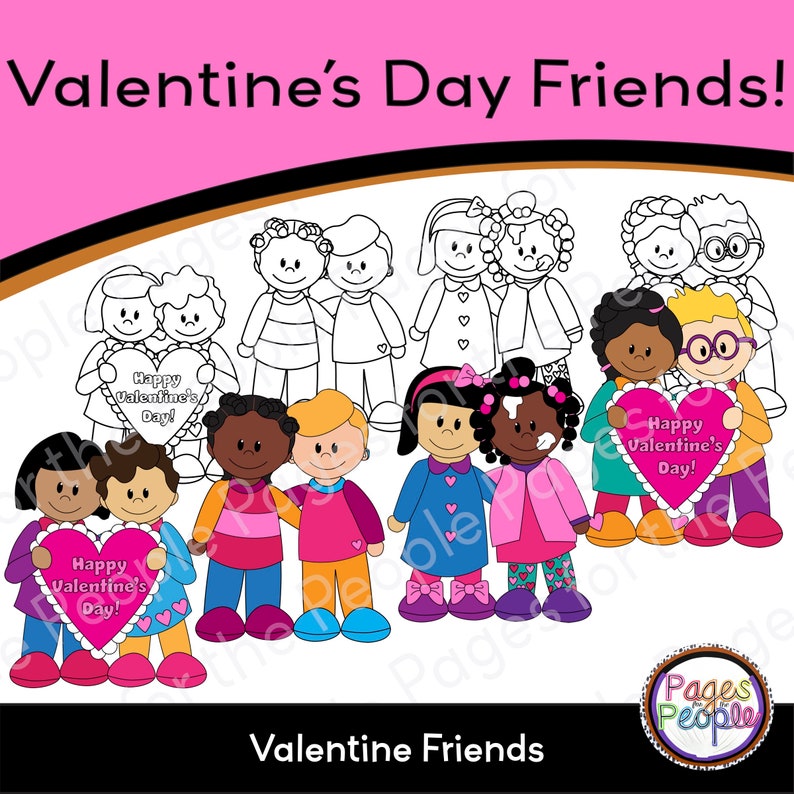 Valentine's Day Friends Clip Art - Etsy