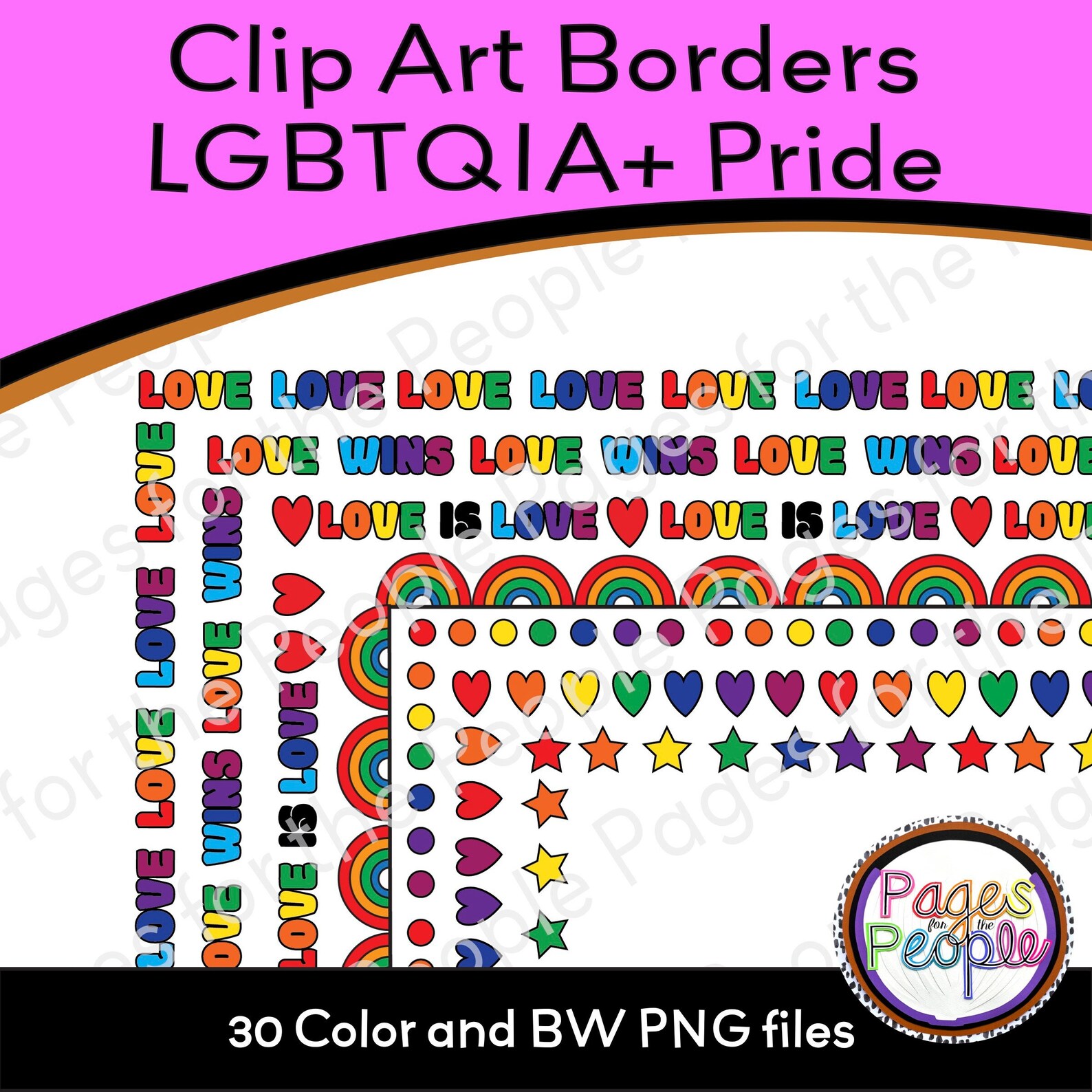 LGBTQIA Pride Clip Art Borders - Etsy