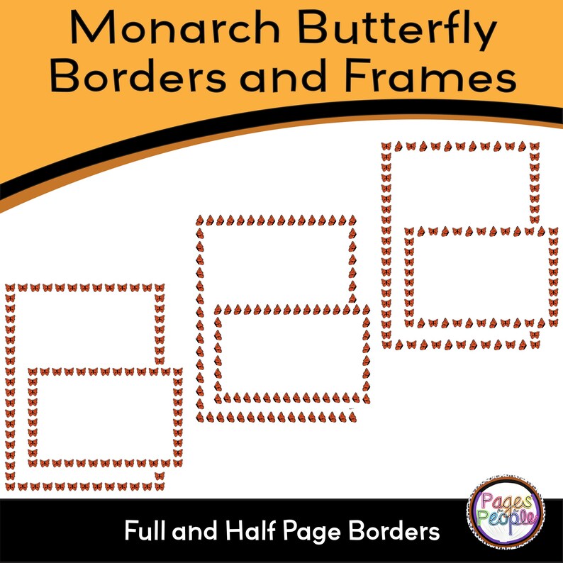 Monarch Butterfly Clip Art Borders and Frames - Etsy