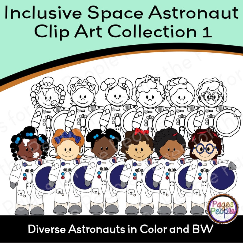 Inclusive Space Astronauts Clip Art Collection 1 - Etsy