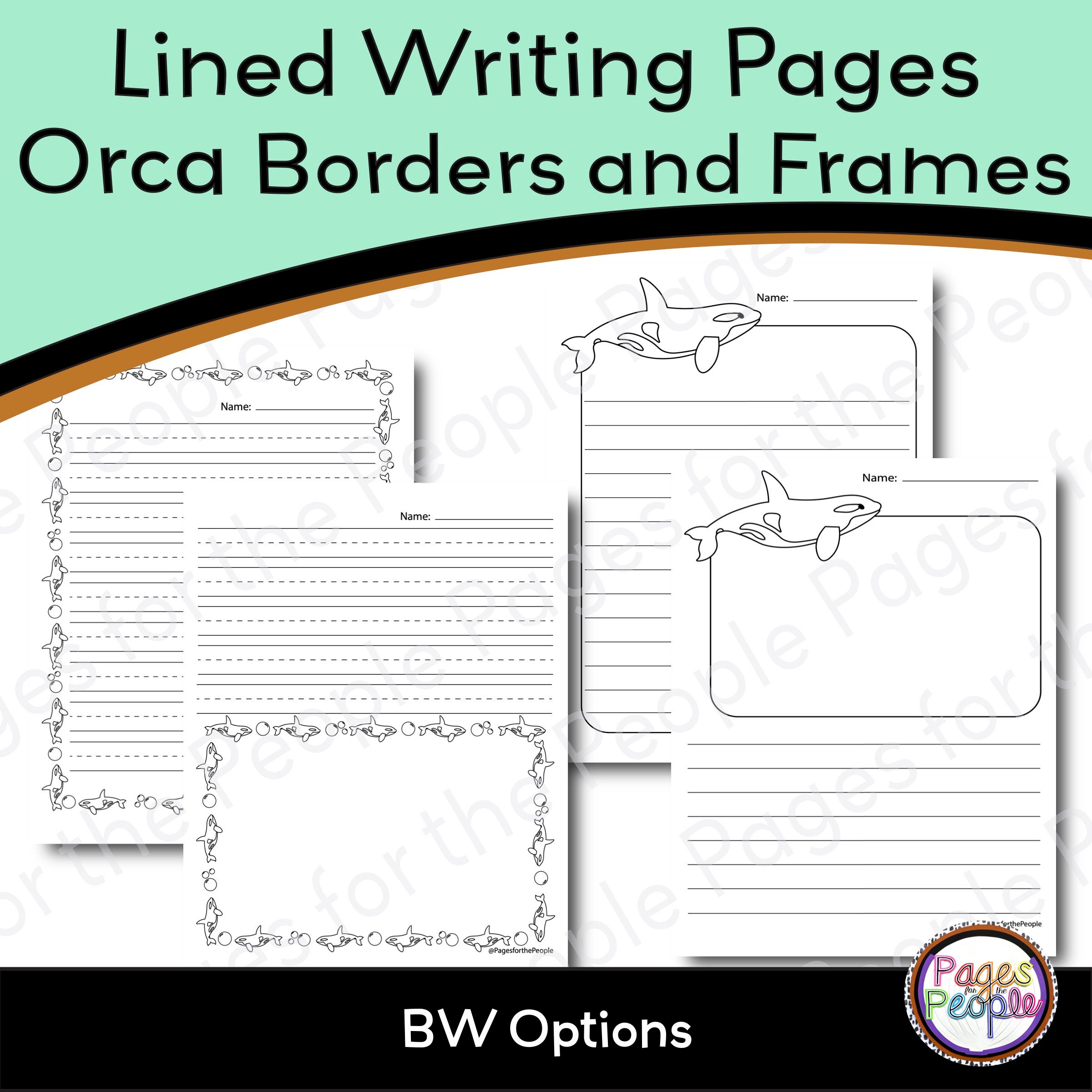 Orca Clip Art Lined Writing Paper Printable (digital Download) - Etsy