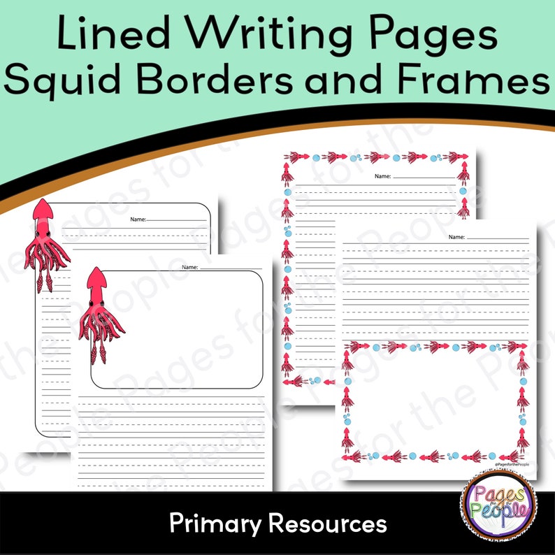 Squid Clip Art Lined Writing Paper Printable (digital Download) - Etsy