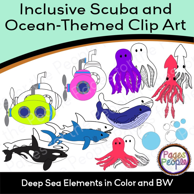 Inclusive Scuba and Ocean-themed Clip Art - Etsy