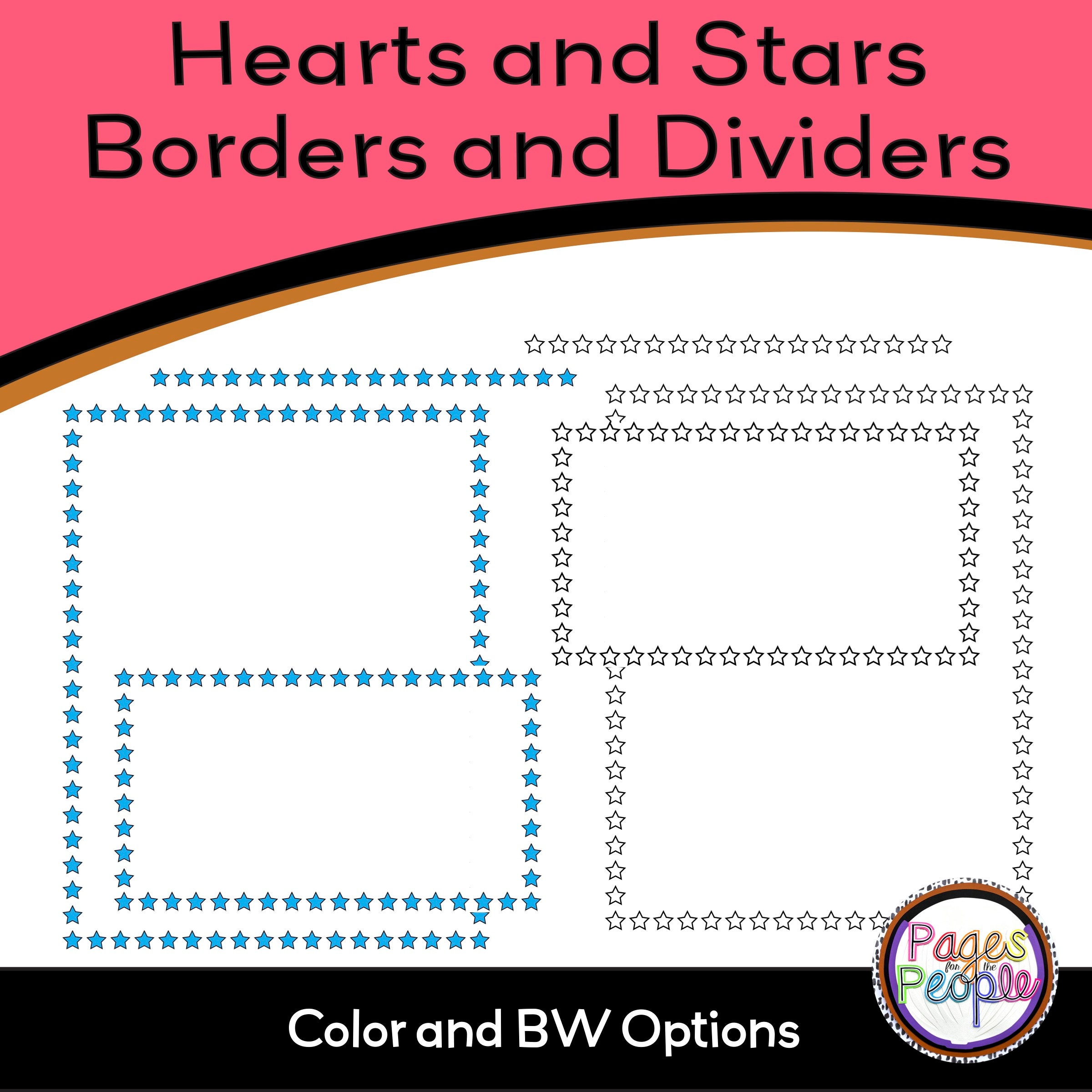 Hearts and Stars Clip Art Borders - Etsy