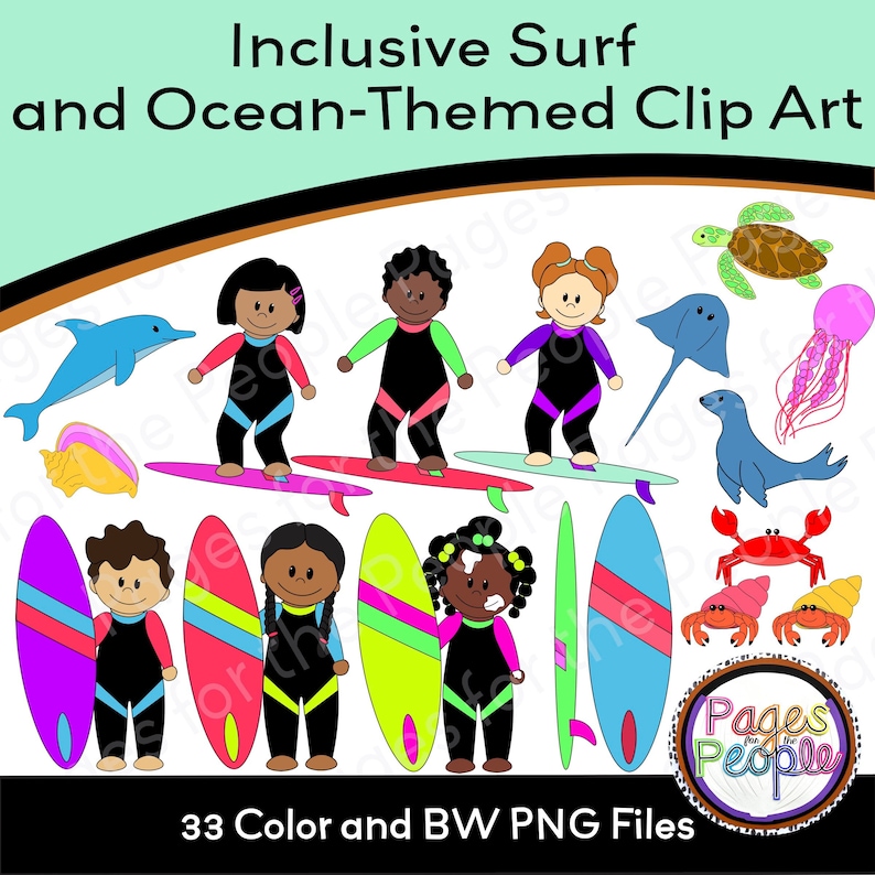 Inclusive Surf Themed Clip Art - Etsy